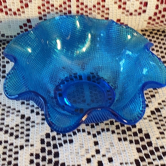 Accents | Vintage Blue Waffle Glass Dish | Poshmark